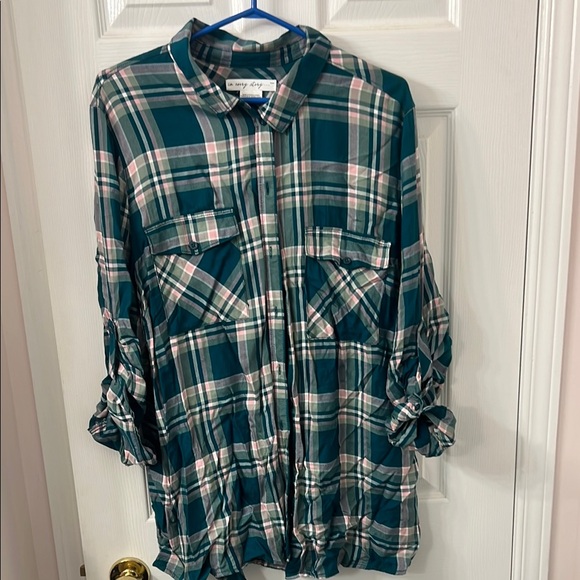 Penningtons | Tops | Penningtons Plaid Buttonup Shirt In Green And Pink ...